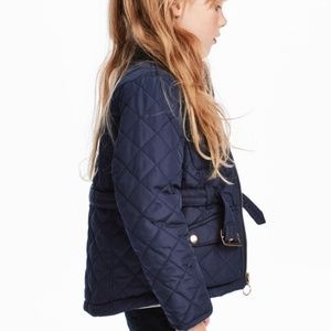 H&M | Jackets & Coats | Hm Girl Navy Blue Quilted Jacket Wbelt | Poshmark